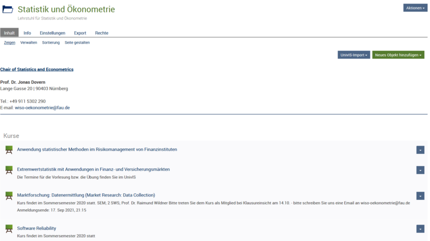 Registration for StudOn Courses Possible - Chair of Statistics and ...